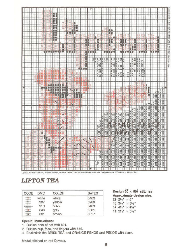 Lipton Cross Stitch Pattern | PDF