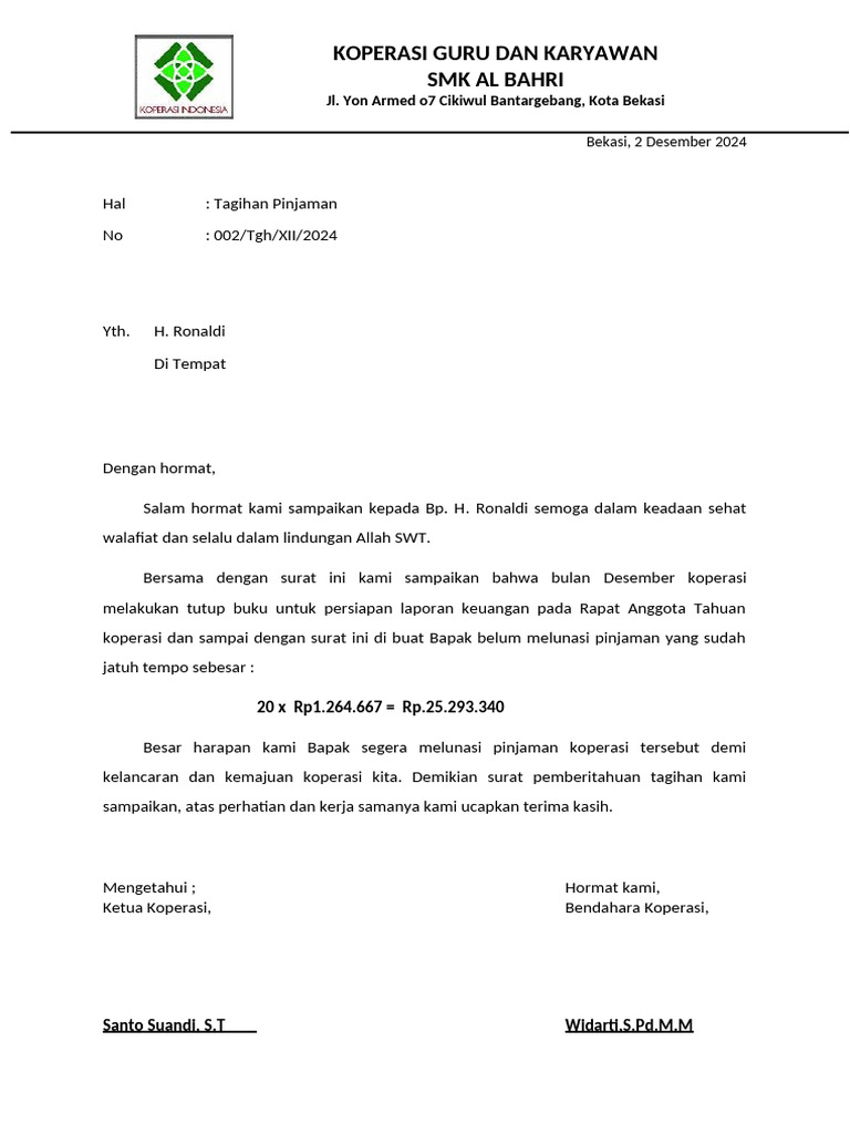 Surat Tagihan | PDF