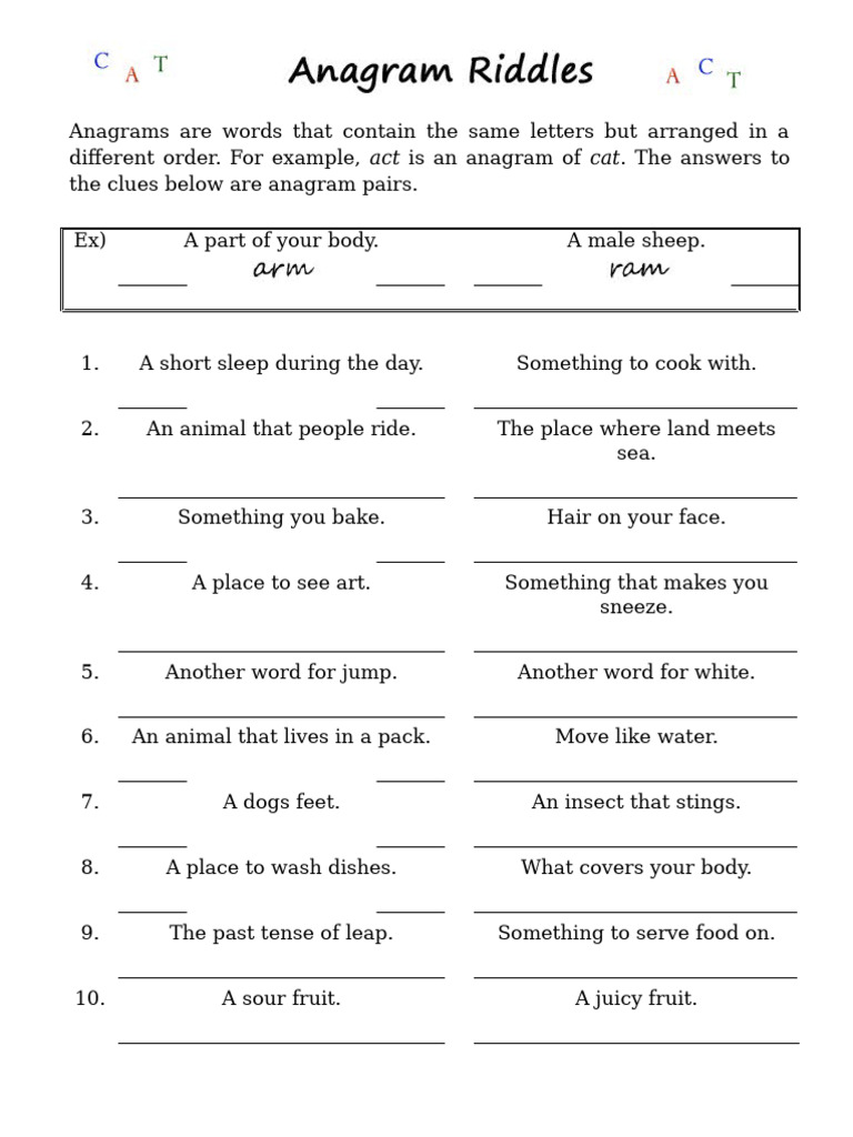 Anagram Riddles 1 | PDF