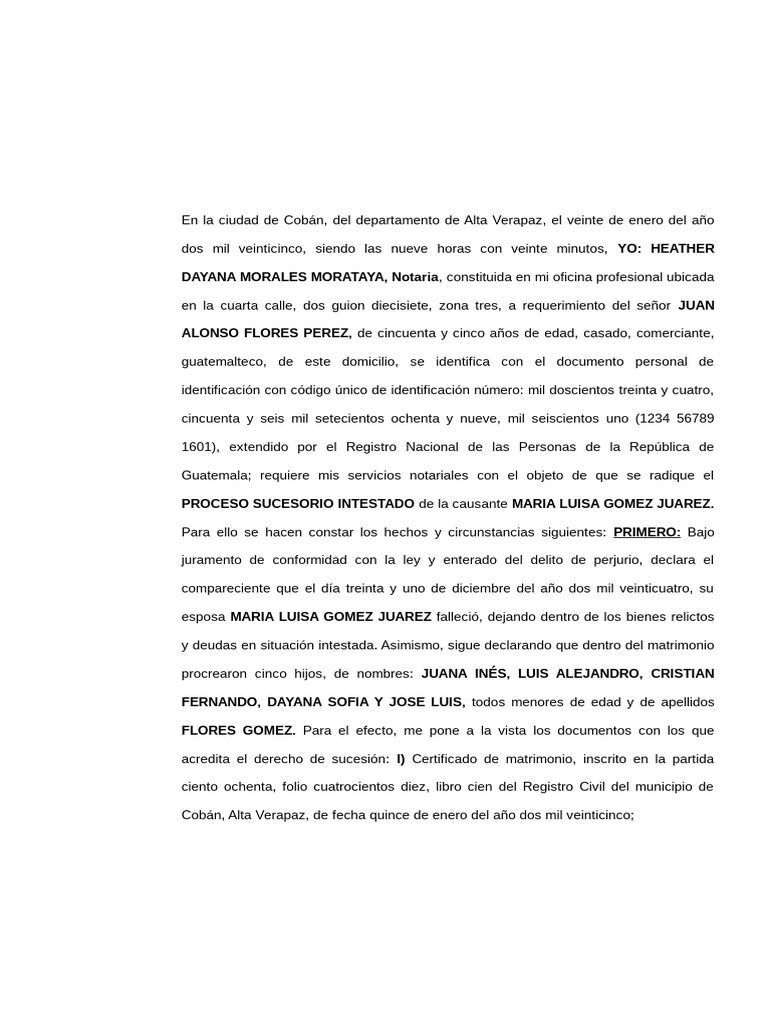 Proceso Sucesorio Intestado en Cobán | PDF