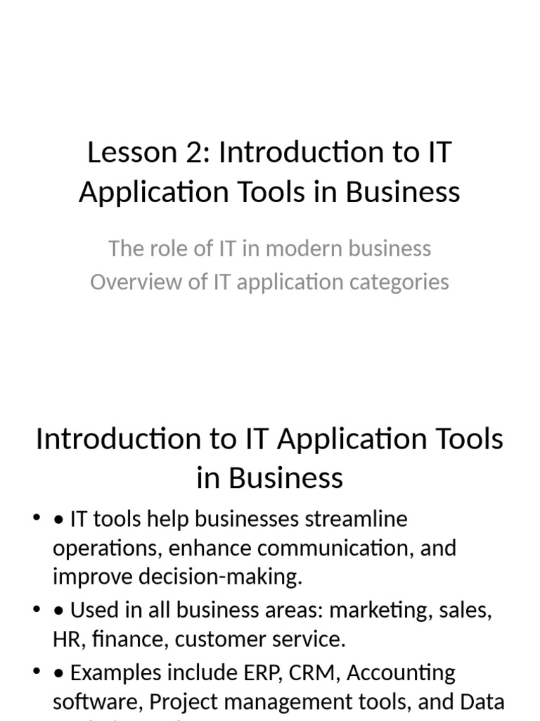 IT Application Tools in Business Overview | PDF