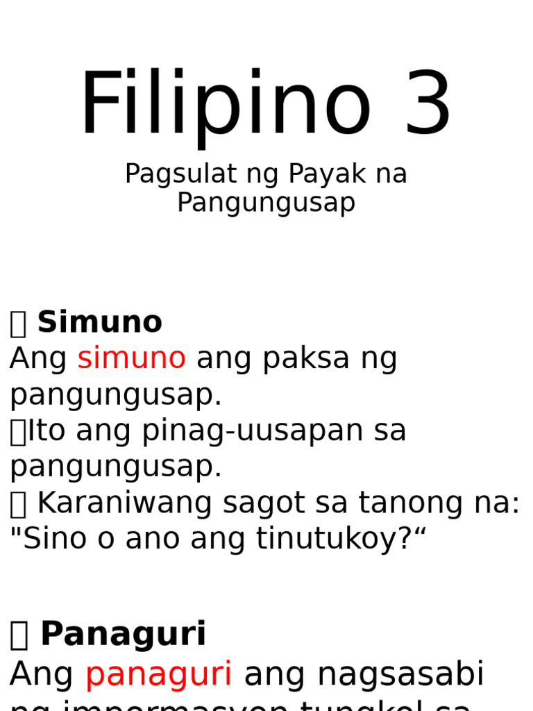 Filipino 3 Simuno Panaguri | PDF