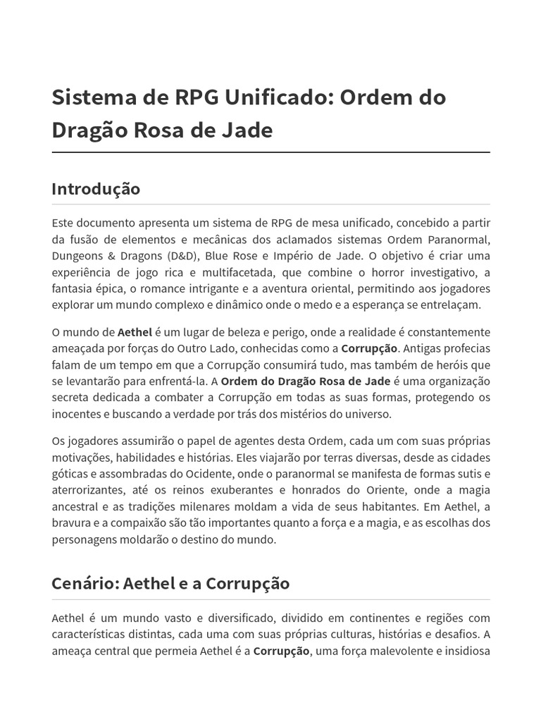 Sistema RPG Unificado Atualizado | PDF | Dungeons & Dragons (jogo ...