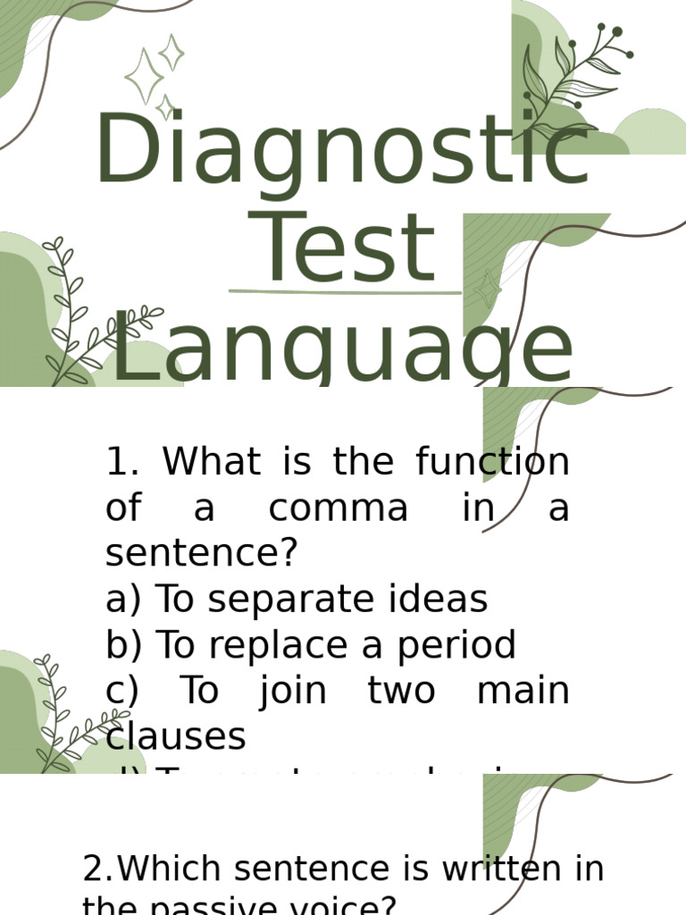 English Grammar Diagnostic Test | PDF | Verb | Sentence (Linguistics)