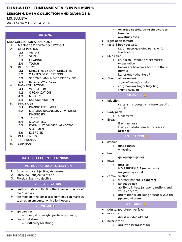 (Funda Lec) Lesson 4. Data Collection and Diagnosis | PDF | Medical ...