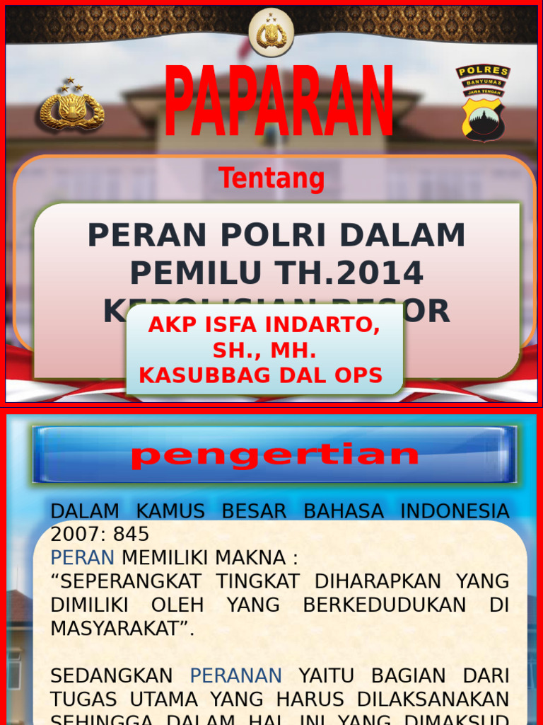 Paparan Peran Polri Dalam Pemilu Revisi Maghrib | PDF