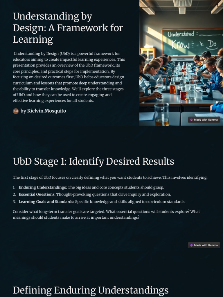 Understanding by Design A Framework For Learning | PDF