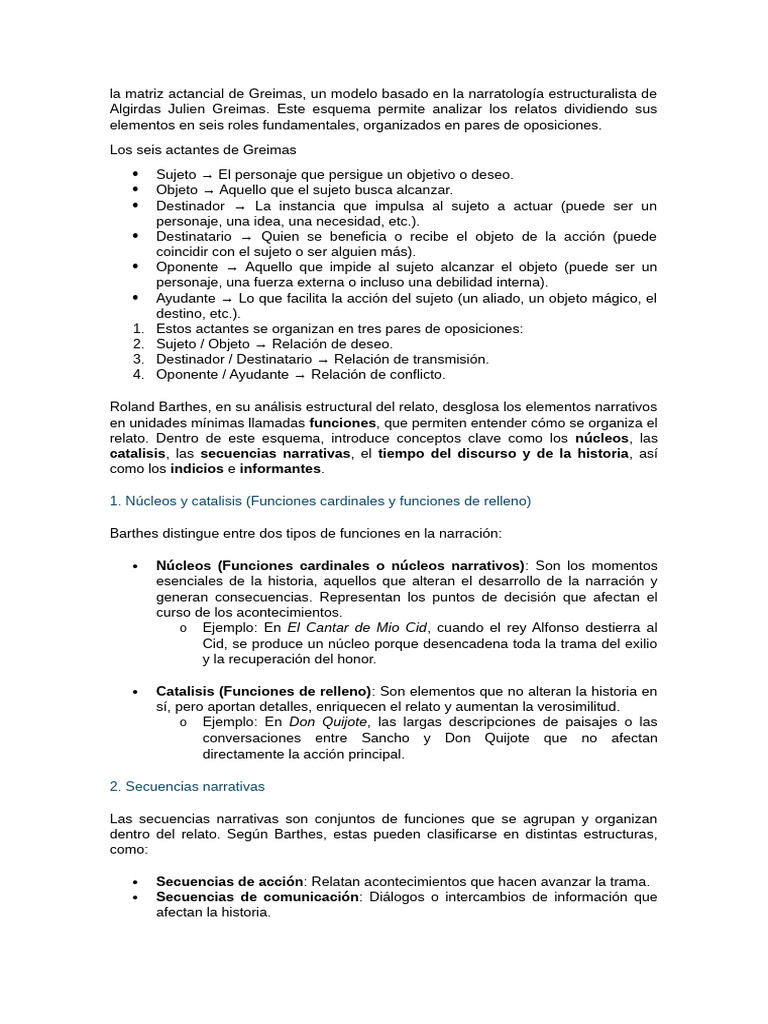 Matriz Actancial y Narradores en Relatos | PDF | Intertextualidad ...