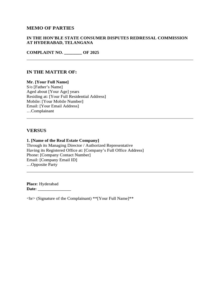 Memo of Parties | PDF