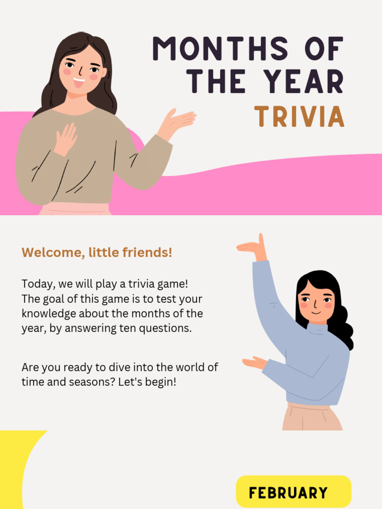 Months of the Year Trivia Game | PDF