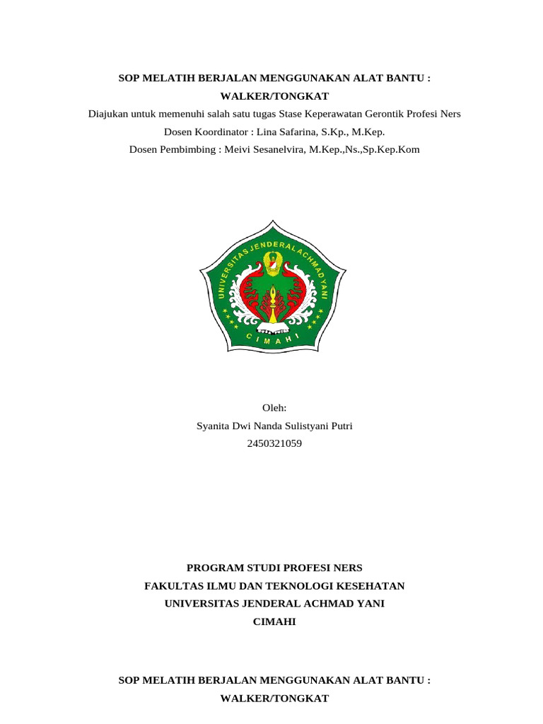 SOP Melatih Berjalan dengan Walker | PDF