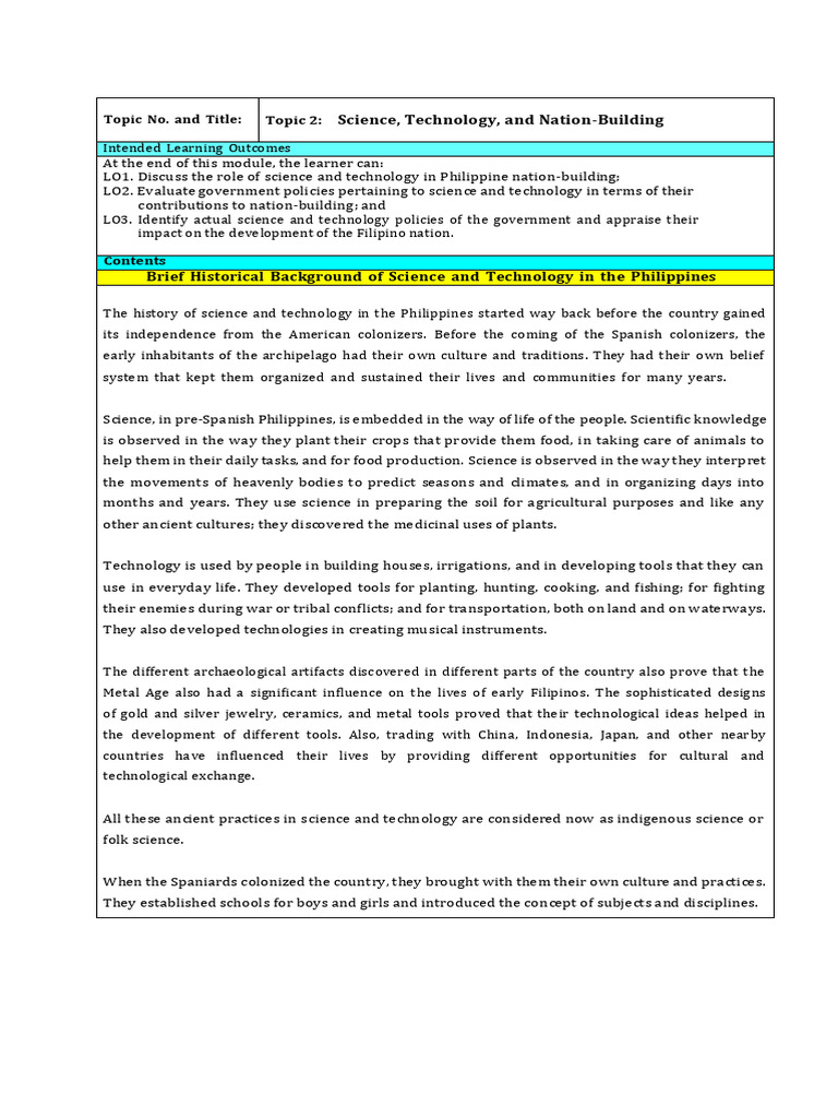 Week 3.science Technology and Nation Building | PDF | Science | Science, Technology, Engineering ...