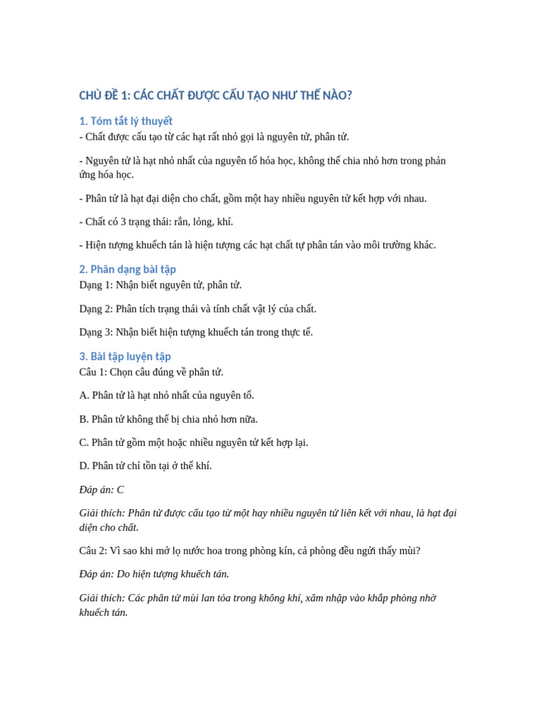 Tai Lieu Day Them KHTN8 Chu de 1-4 | PDF