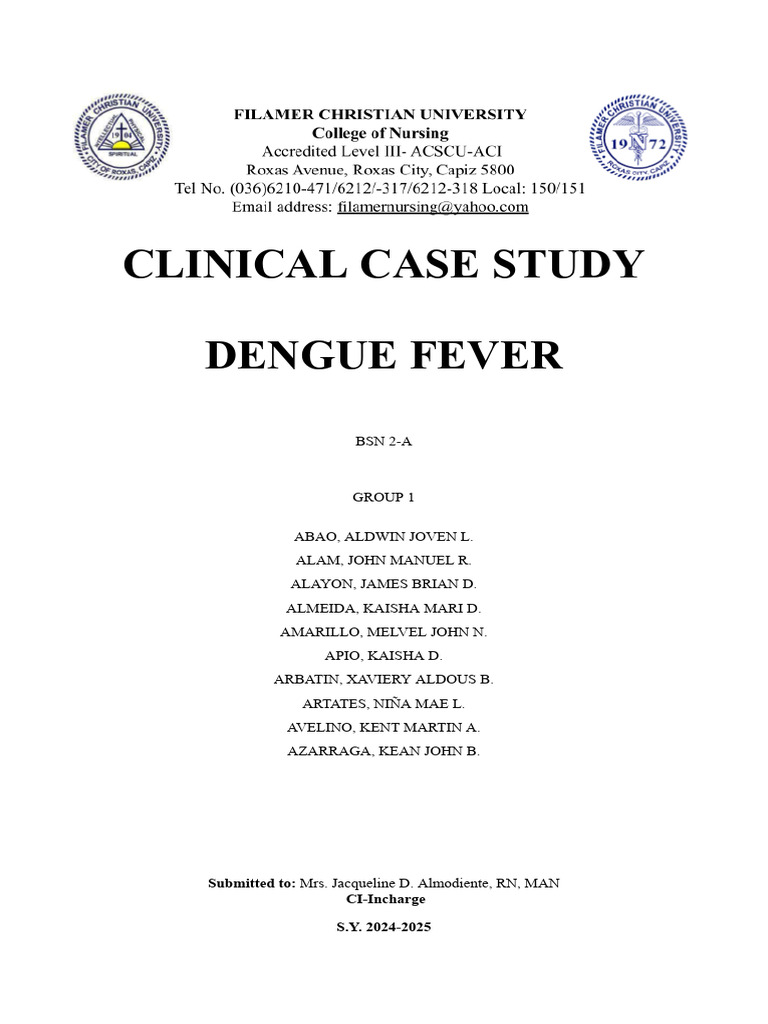 Dengue Fever Clinical Case Study Analysis | PDF | White Blood Cell ...