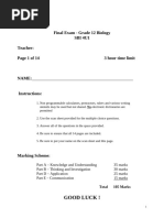 Grade 12 Biology Final Exam Guide | PDF | Dna | Mitochondrion