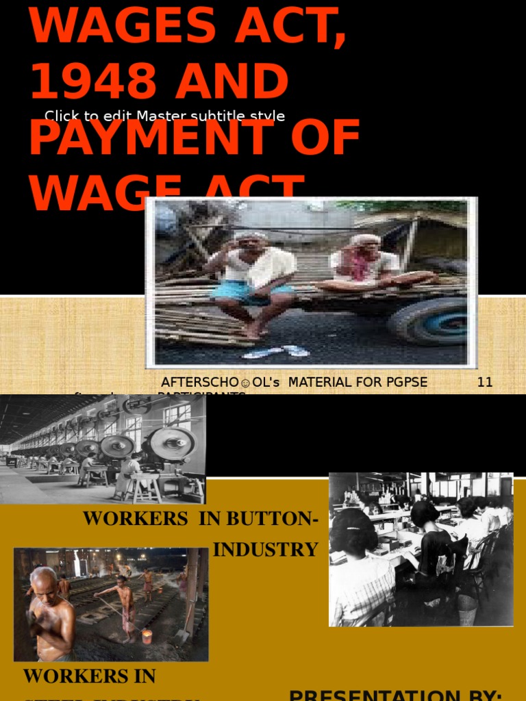 Minimum Wages Act 1948 | PDF | Wage | Employment
