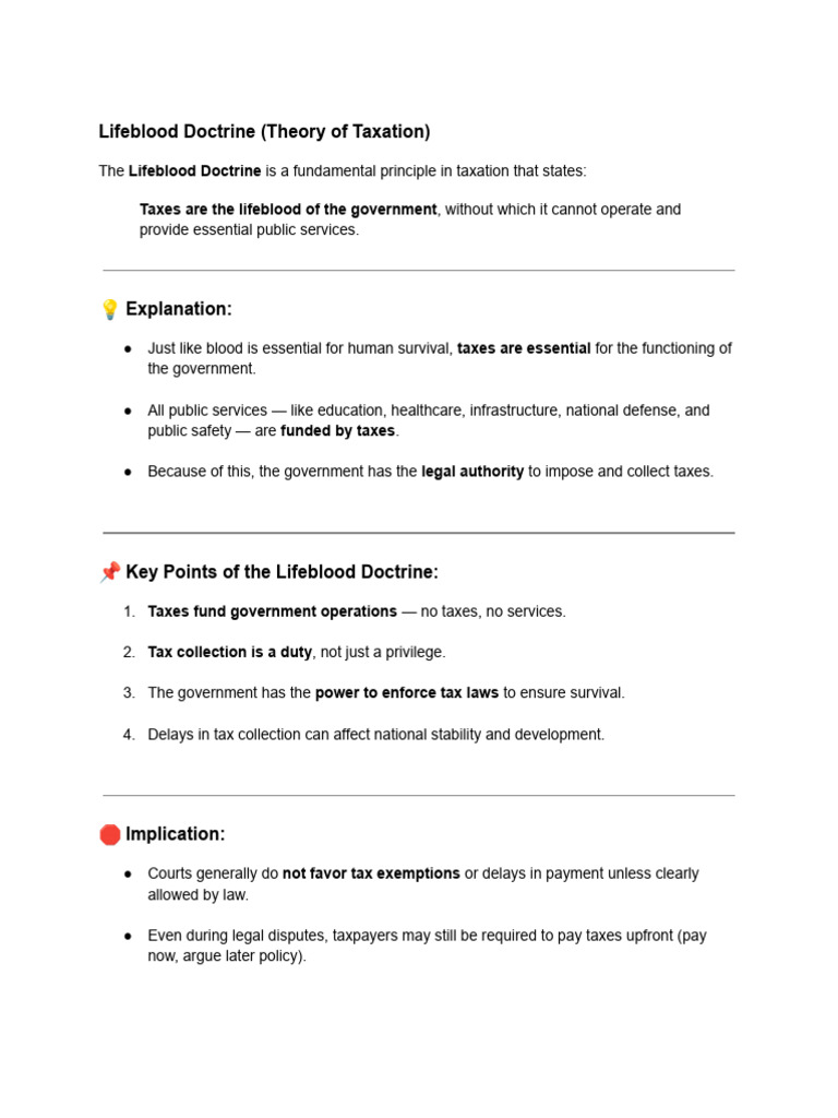 Lifeblood Doctrine in Taxation Explained | PDF
