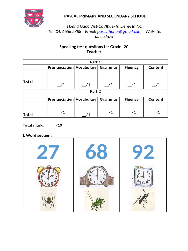 2C Semester 1 Final Speaking Test | PDF