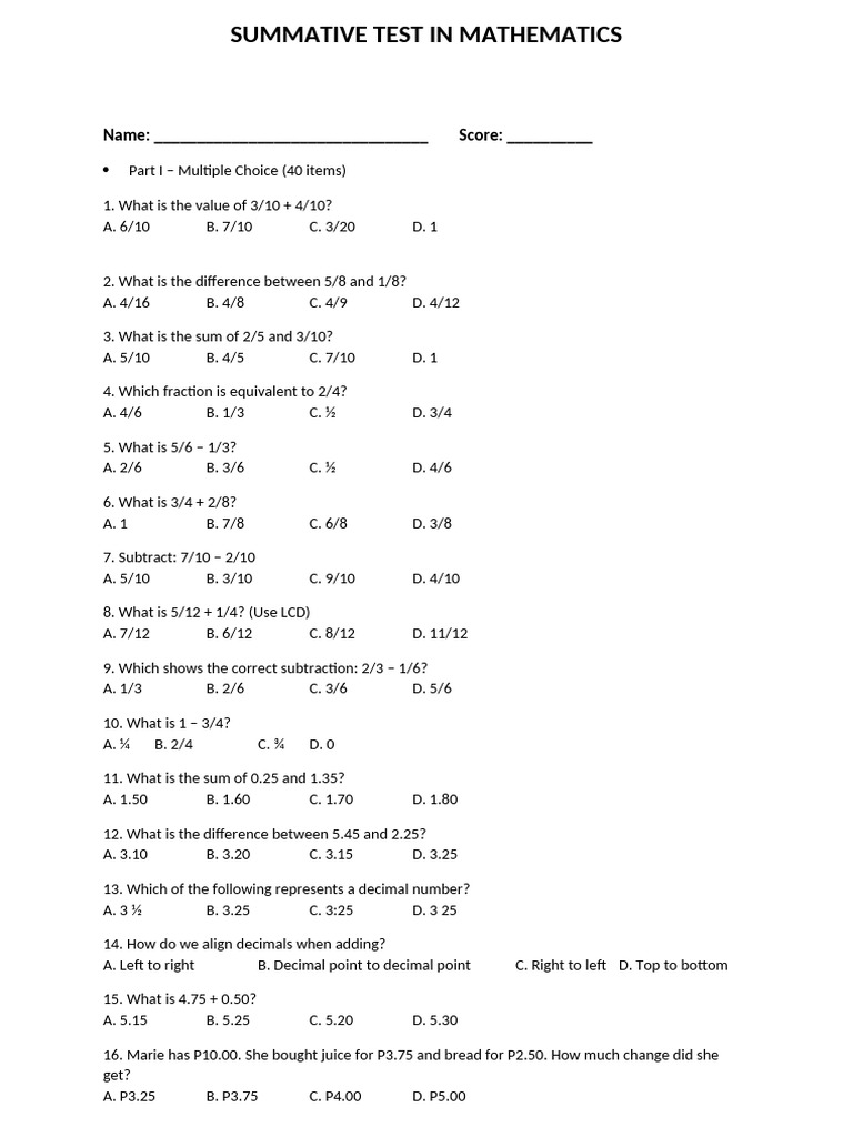 Symmetric Relation in Math Test | PDF | Odds | Elementary Mathematics