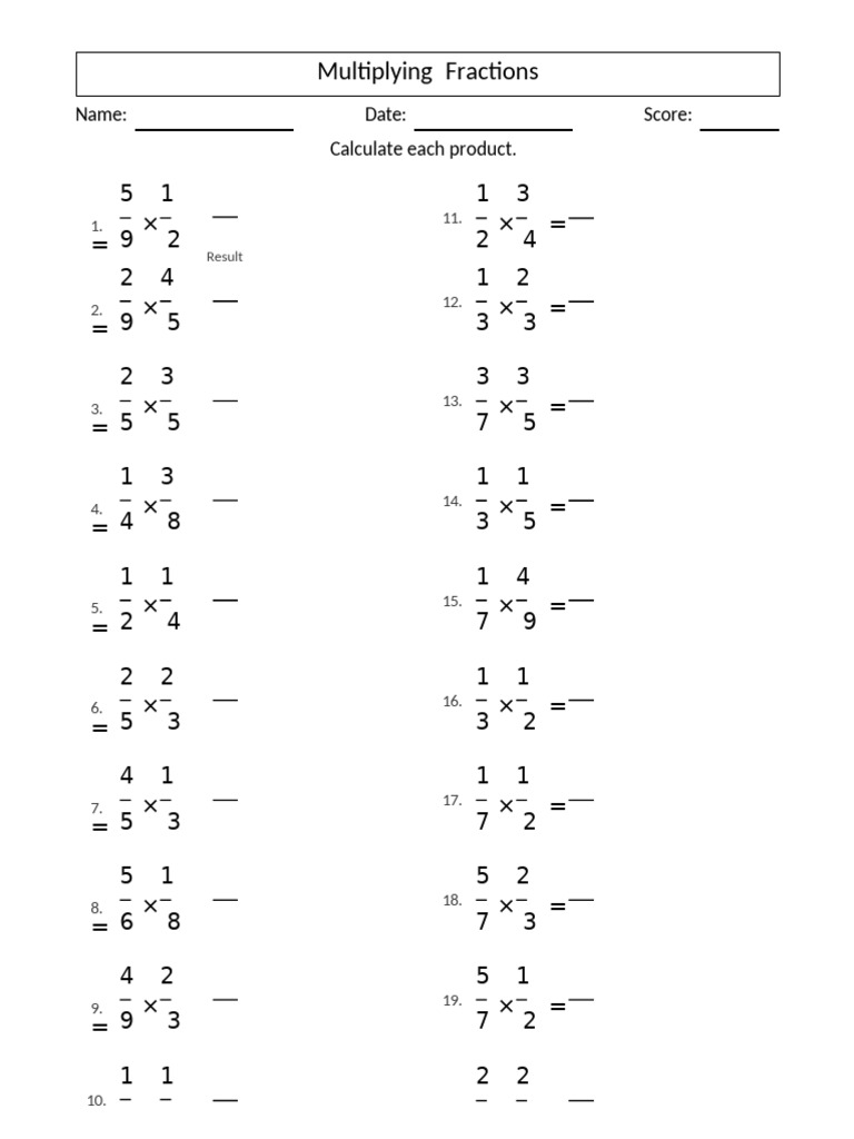 Activity 1.2 Multiplication of Fractions | PDF