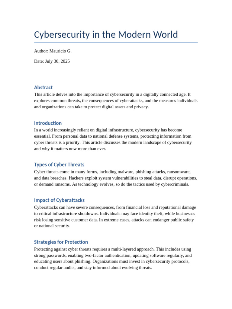 Essential Cybersecurity Strategies Today | PDF