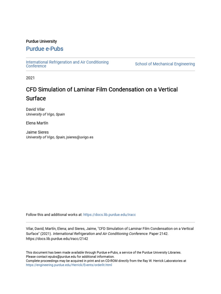 CFD Simulation of Laminar Film Condensation On A Vertical Surface | PDF ...