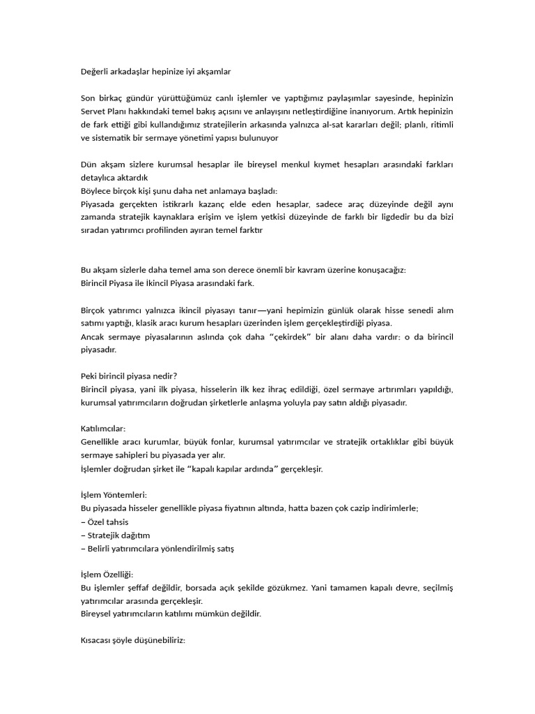 Birincil Piyasa Ile İkincil Piyasa Arasındaki Farklar | PDF