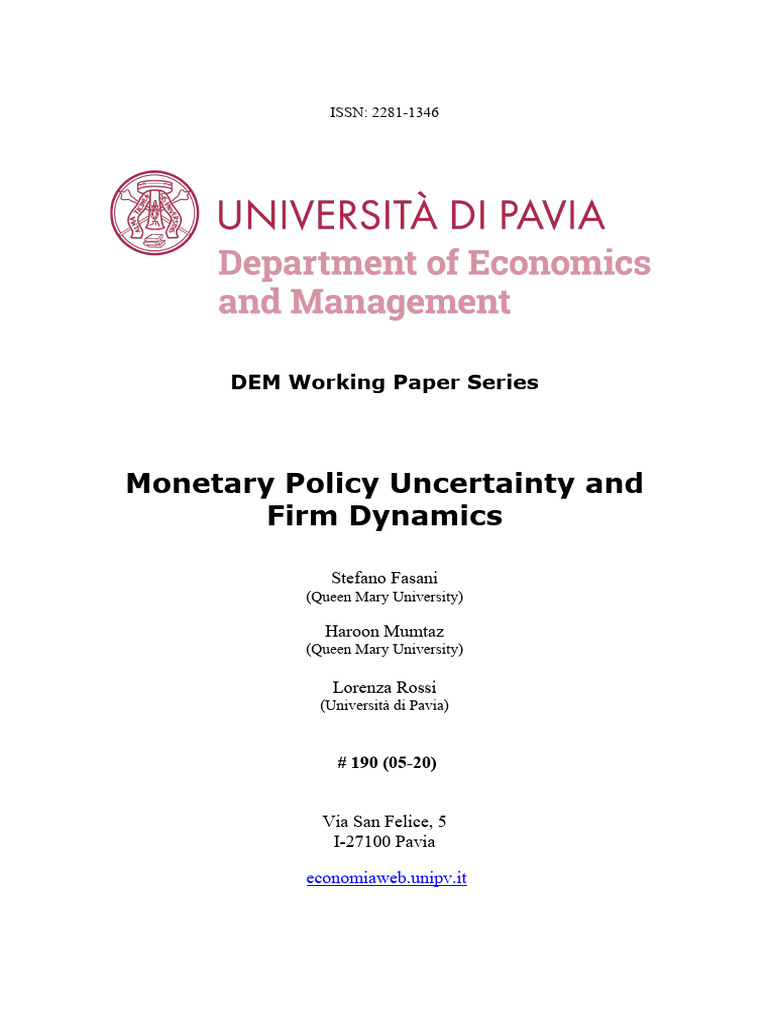 Demwp 0190 | PDF | Vector Autoregression | Labour Economics