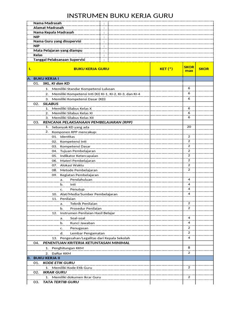 Blanko Buku Kerja Guru | PDF