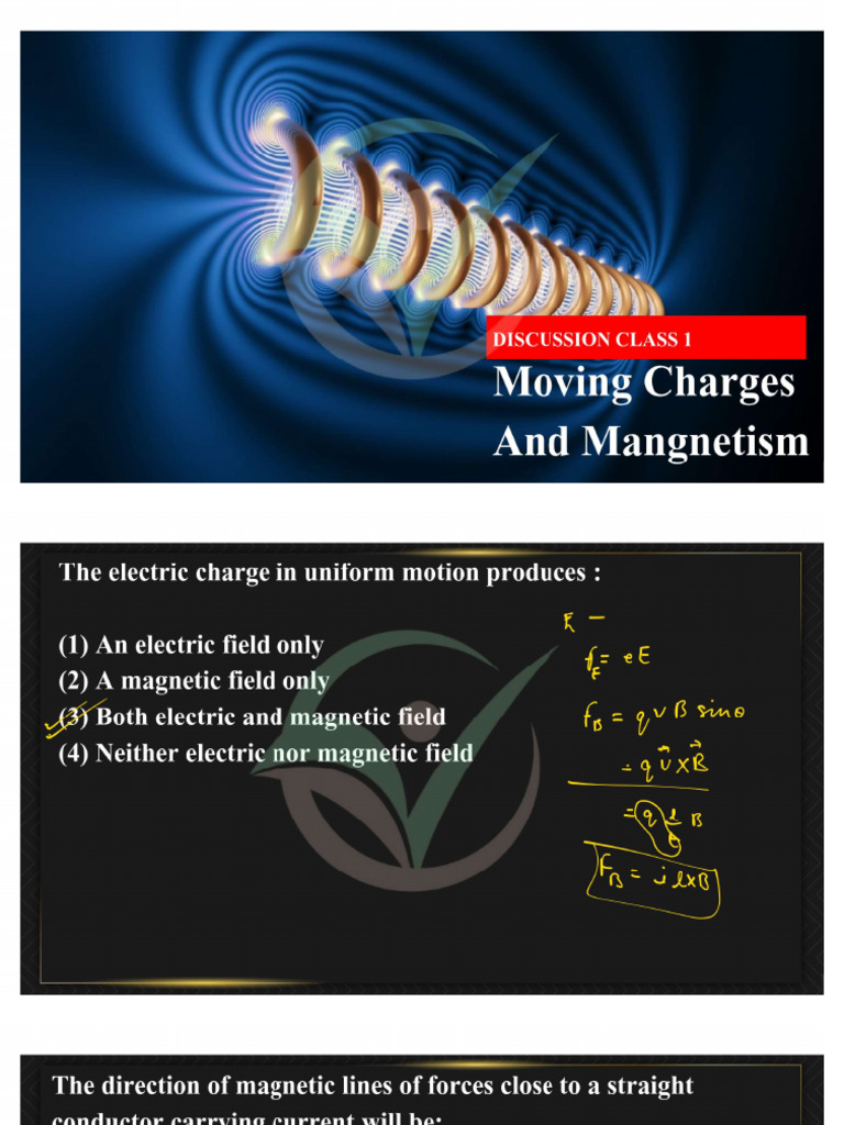 Chapter 4 Moving Charges and Magnetism DC Moving Charges Anteam | PDF