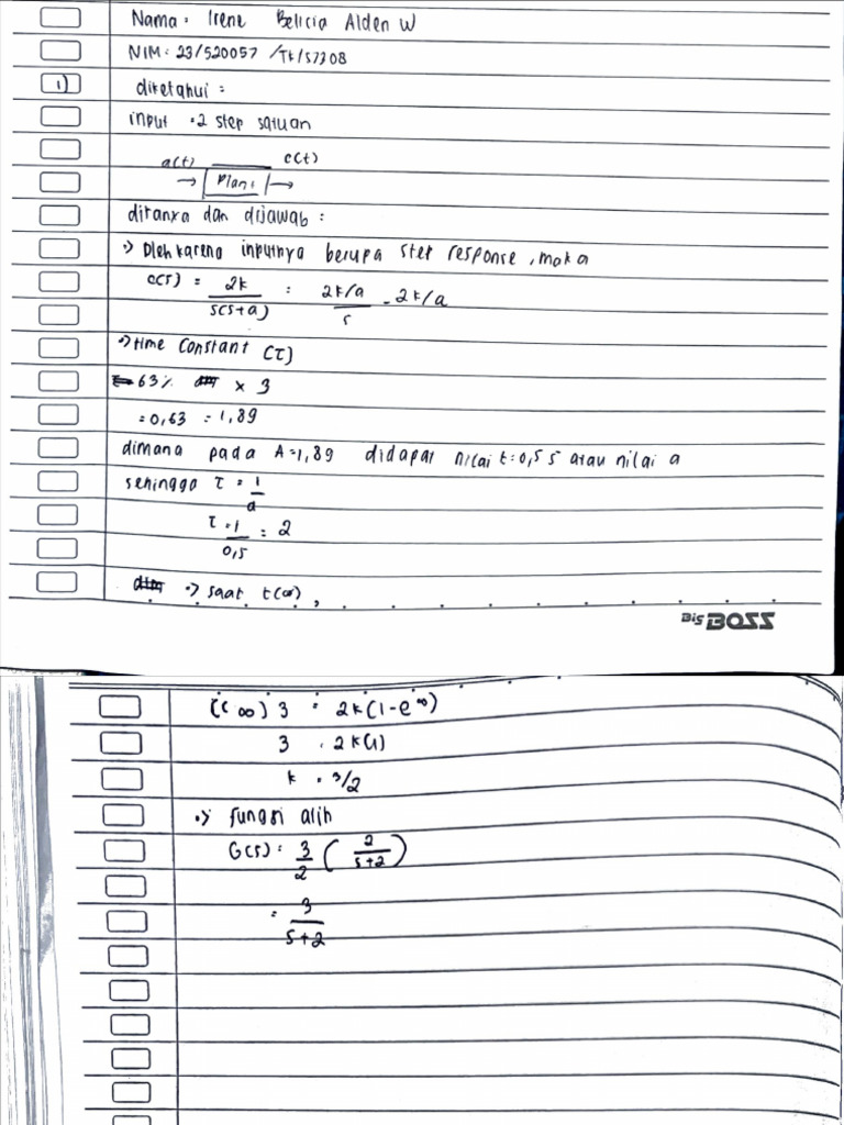 Latihan Soal 3 - Teknik Kontrol - 520057 - TFA - Irene Belicia Alden W | PDF