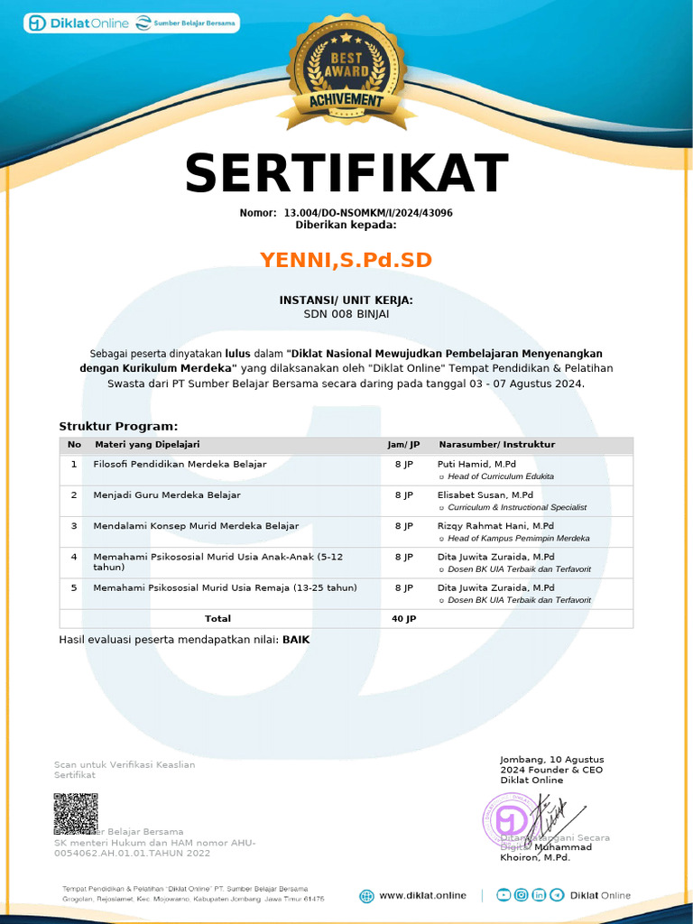 Sertifikat Roni | PDF