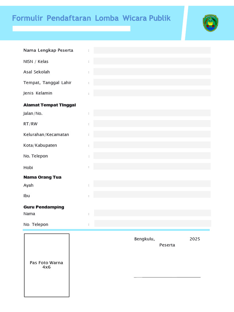 Formulir Pendaftaran Lomba (1) | PDF
