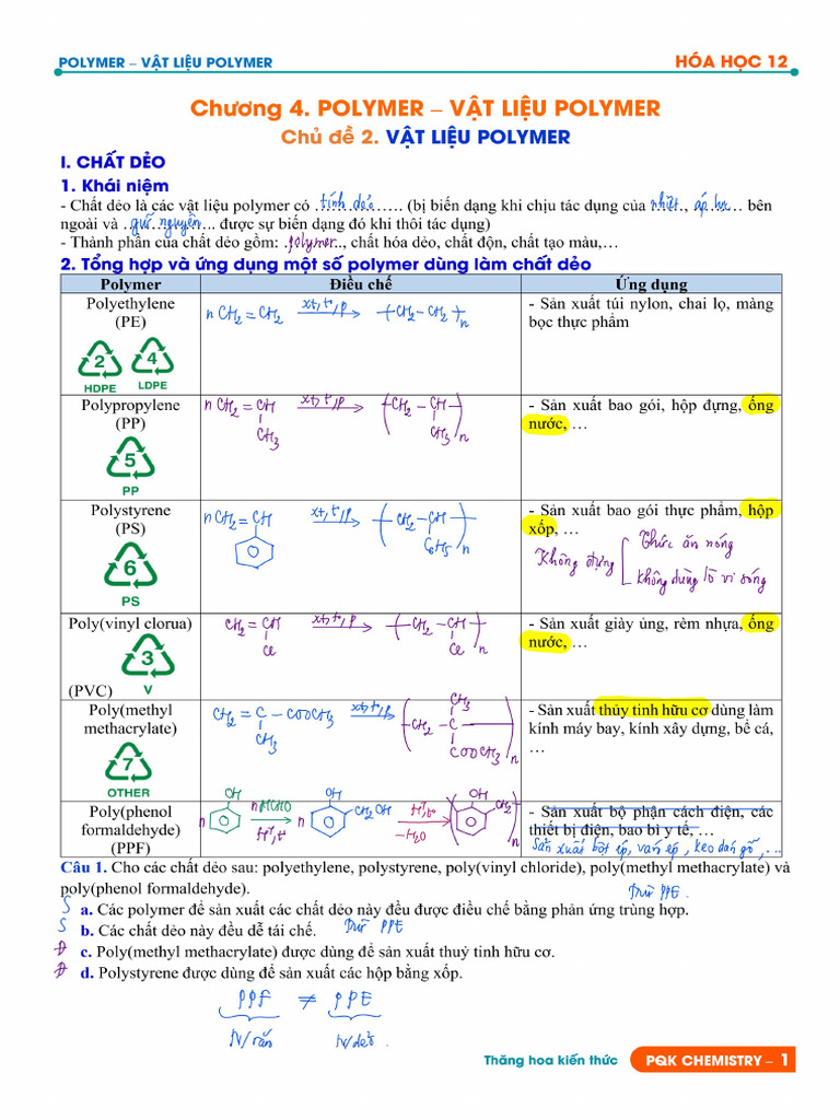 Handout - Vật Liệu Polymer | PDF