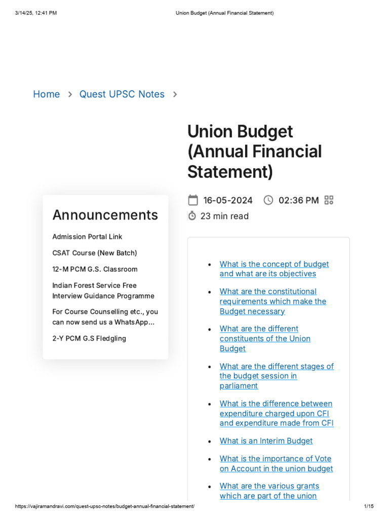 Union Budget Overview and Analysis | PDF | Budget | Government Budget ...