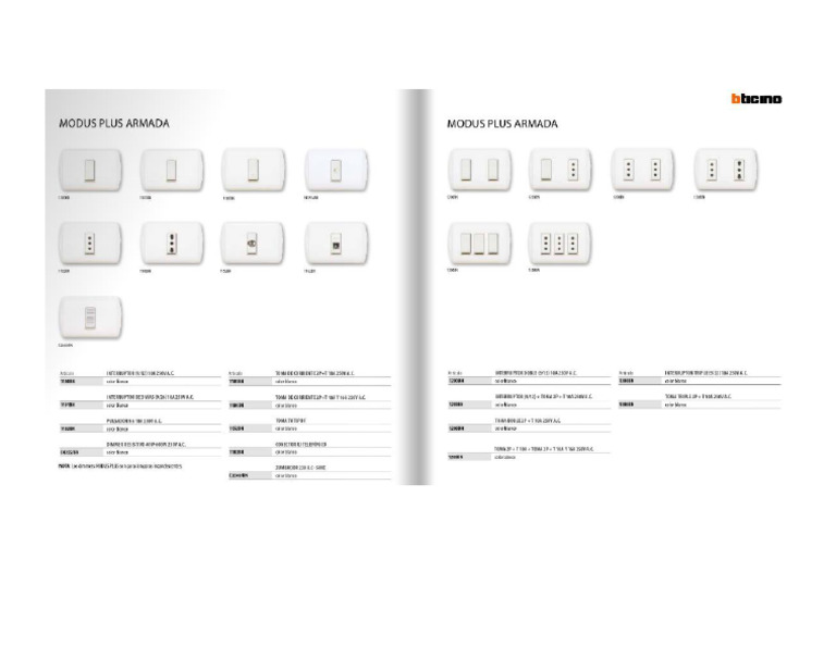 Ficha Tecnica Linea Modus Plus Bticino | PDF