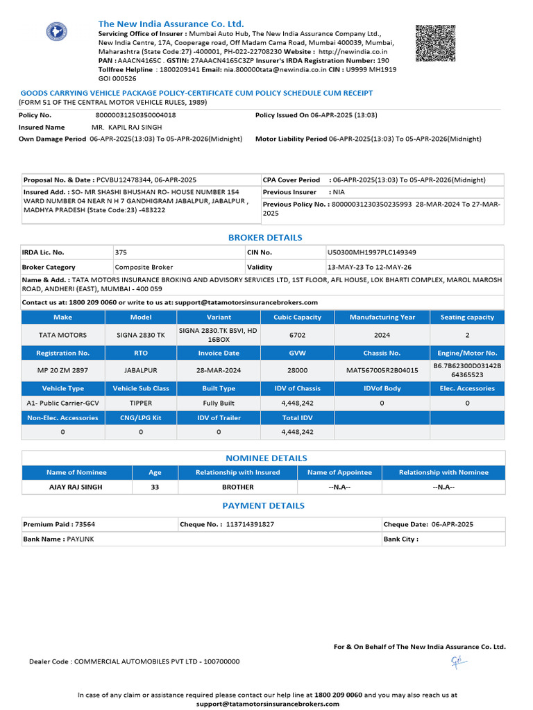 Pending 1744534532 PolicyScehdule | PDF | Insurance | Financial Services