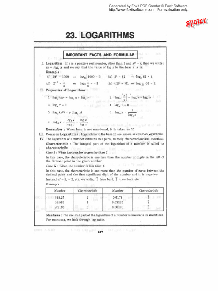 23 Logarithms | PDF