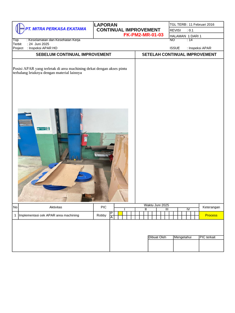 Action Plan Inspeksi Apar (Juni) | PDF