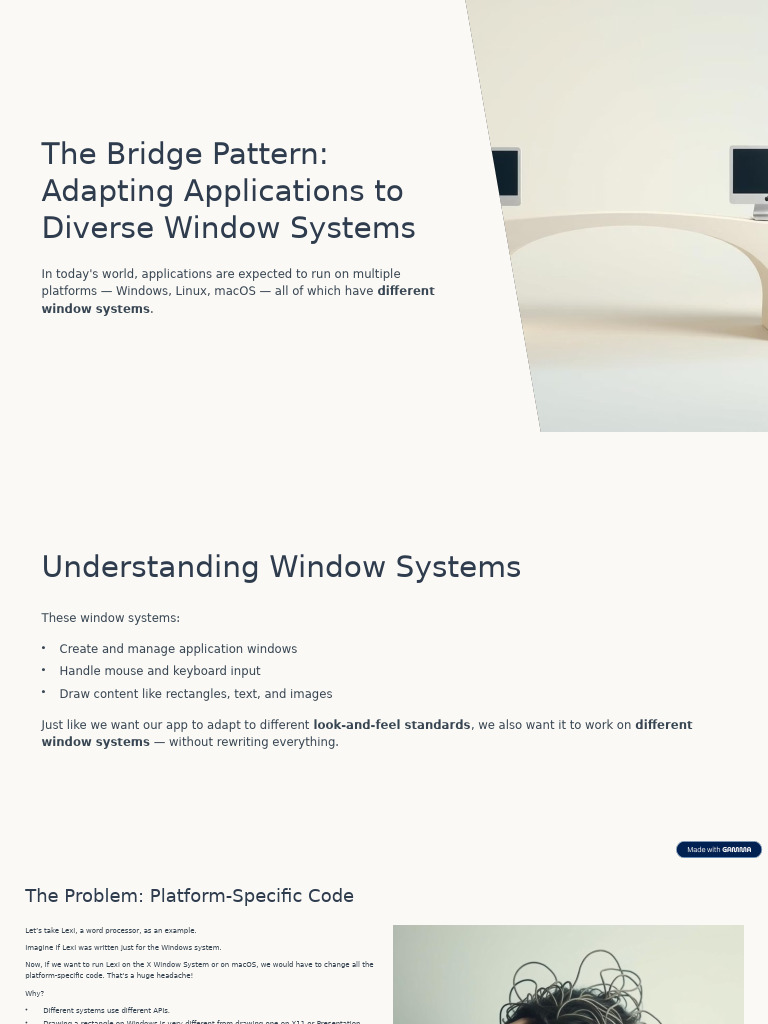 The Bridge Pattern Adapting Applications to Diverse Window Systems ...