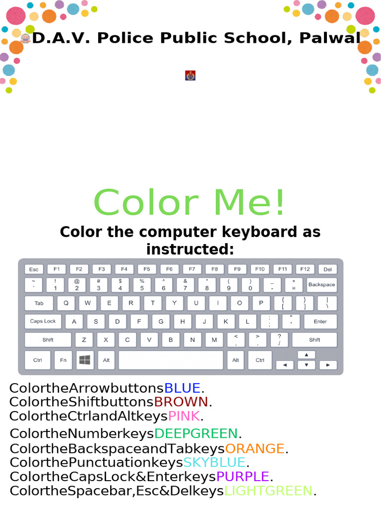 Colored Keyboard Worksheet Technology Color By Cursor Printable