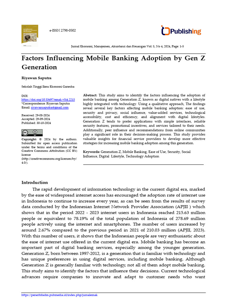 Factors Influencing Gen Z Mobile Banking | PDF | Mobile App | Banks