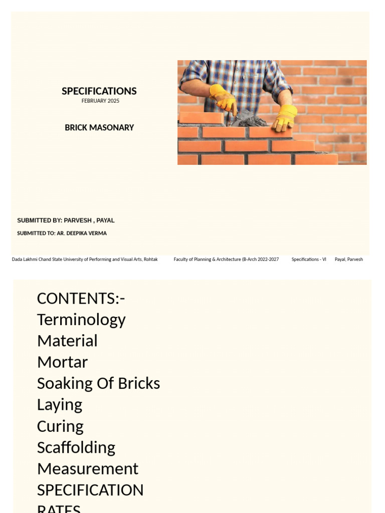 Specification - 6 TH | PDF | Brick | Structural Engineering