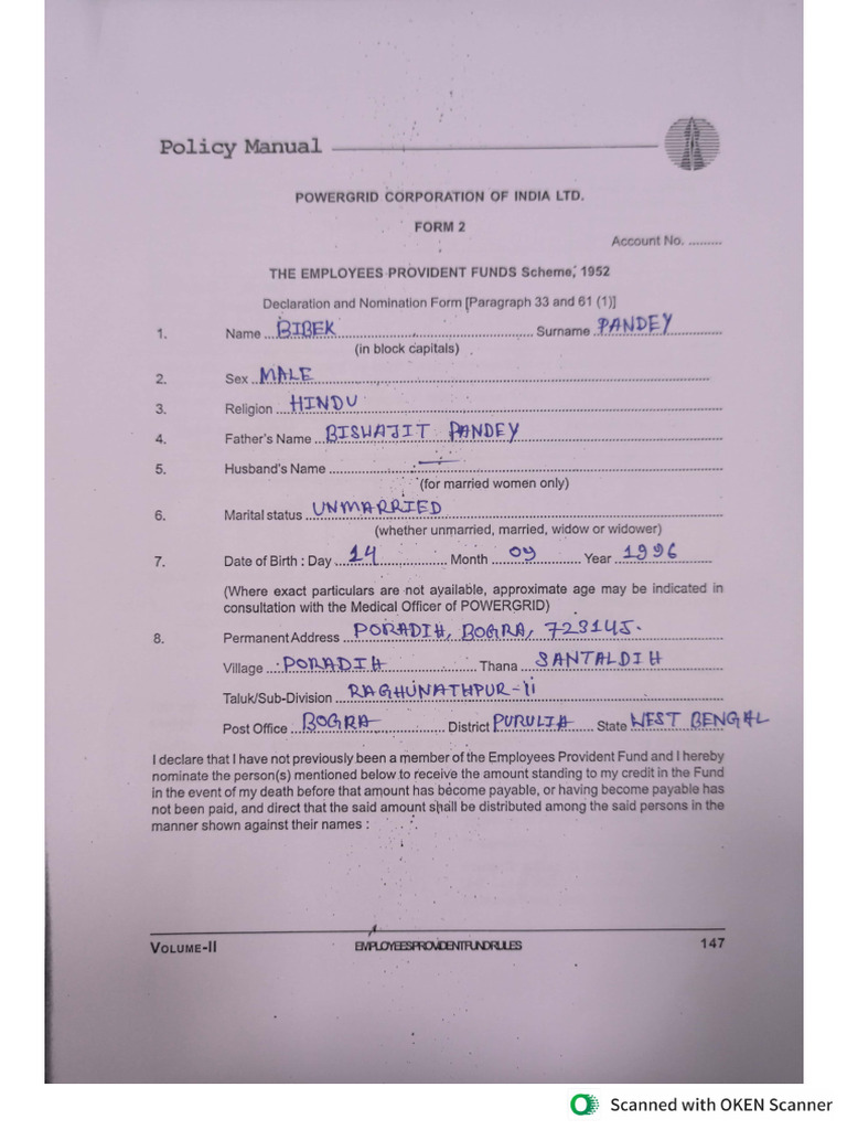 PF Form | PDF