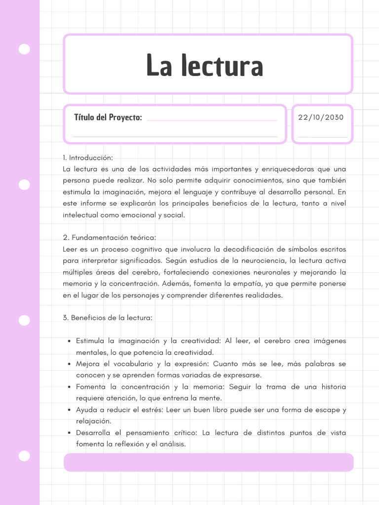 Beneficios de la lectura en la vida diaria | PDF