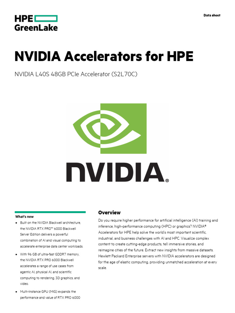 NVIDIA L40S 48GB PCIe Accelerator Data sheet-PSN1014786967USEN | PDF ...