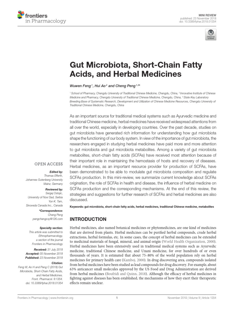 Gut Microbiota, Short-Chain Fatty Acids, and Herbal Medicines | PDF ...