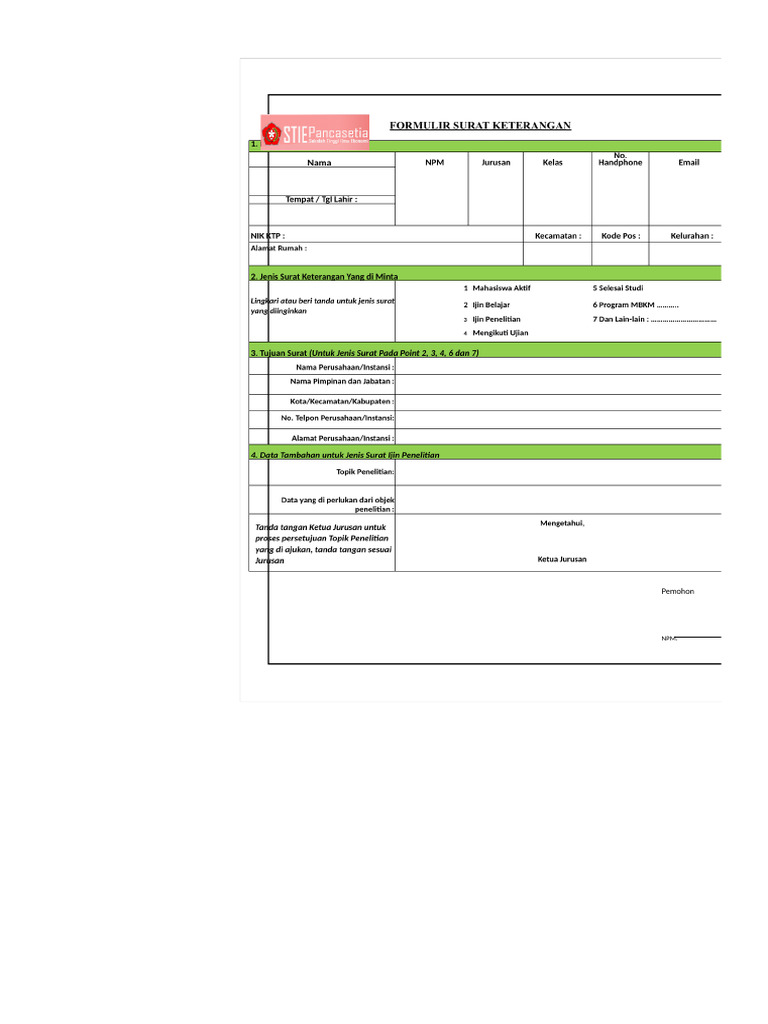 Form Pengantar Surat - Docx - Google Dokumen | PDF
