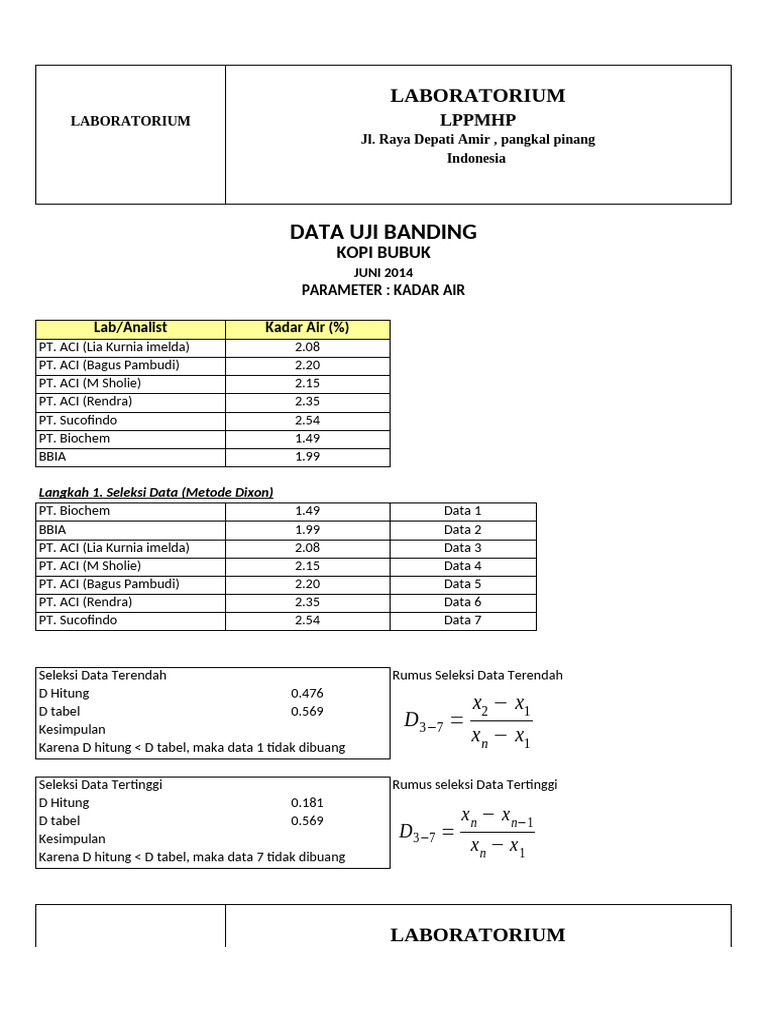 Statistik Uji Banding | PDF