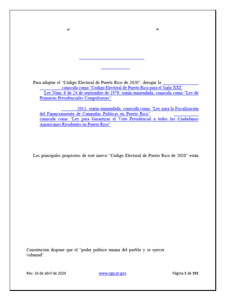 Código Electoral de Puerto Rico de 2020 | PDF | Elecciones | Votación